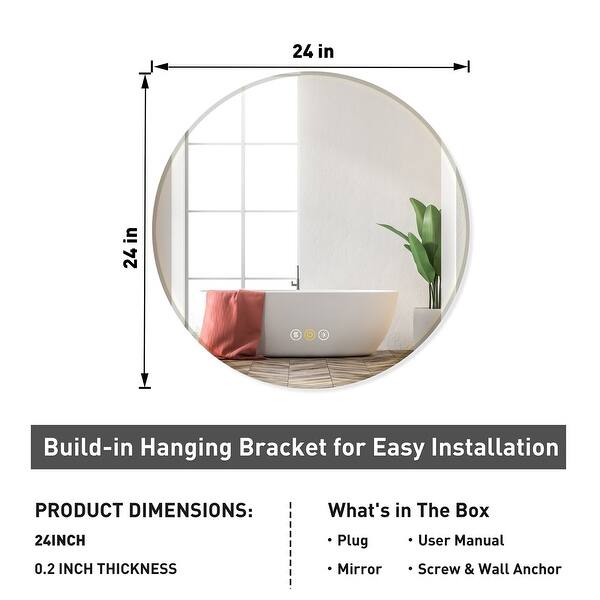 Round Beveled Edge Wall Mount Bathroom Vanity Mirror with Lights ...