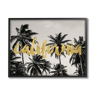 Stupell California Glam Typography Tropical Tree Foliage Framed Wall ...
