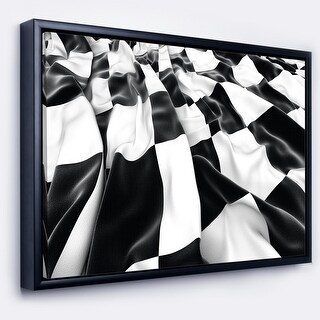 Designart "3D Checkered Flag" Abstract Framed Canvas art print - Bed ...