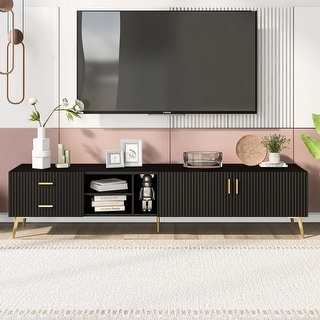 Rib Wave Pattern TV Console Large Capacity Storage TV Stand Storage ...