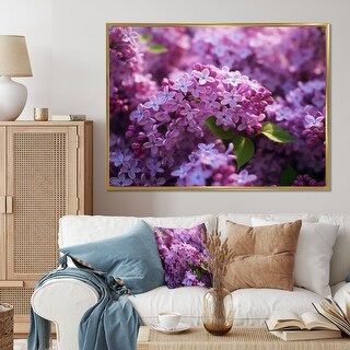 Designart "Purple Lilac Fragrant Blossoms IV" Lilacs Framed Canvas ...