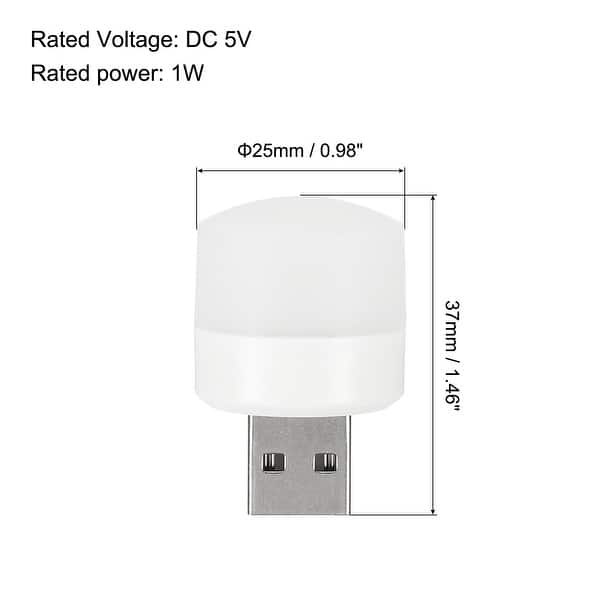 2Pcs USB Night Light 1W Portable Mobile Power Plug-in LED Lamp Bulb ...
