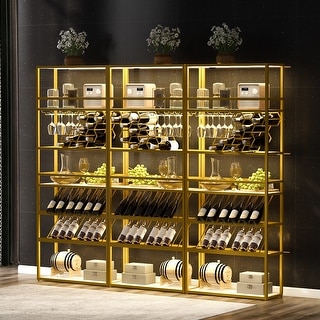 Chichoice LED Tall Bar Cabinet Wine Rack - Modern Standing Honeycomb ...
