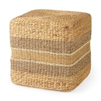 Mercana "Maya" Brown Striped Seagrass Round Coffee Table Pouf - On Sale ...