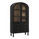 Walker Edison Modern Arched MDF Bookshelf Cabinet with Glass Doors ...