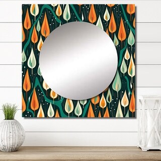 Designart "Retro Abstract Drops XIV" Abstract Geometric Wall Mirror ...