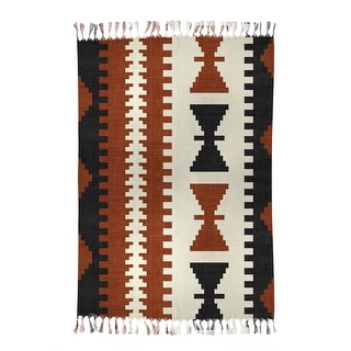 MEDITERRANEAN RUST Beach Blanket with Tassels By Becky Bailey - 38 x 80 ...