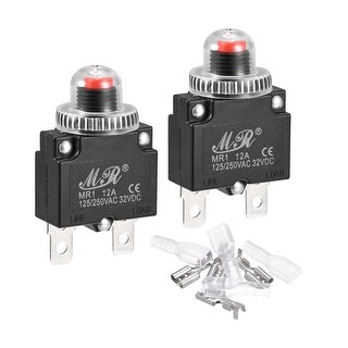 Circuit Overload Protector Kit 12A Push Button with Waterproof Caps 2 ...