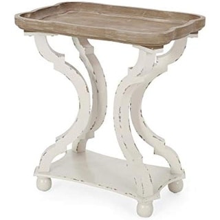 French Country Rectangular Accent Table with Hourglass Design and Lipped Top - Bed Bath & Beyond ...