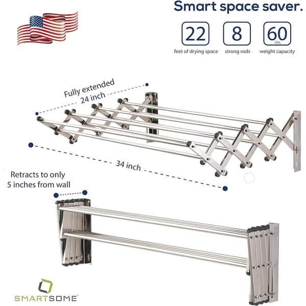 Space Saver Fold Away Racks, Stainless Steel Wall Mounted Laundry ...