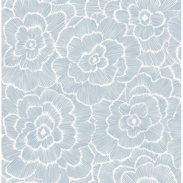A-Street Prints Periwinkle Blue Textured Floral Wallpaper - Bed Bath ...