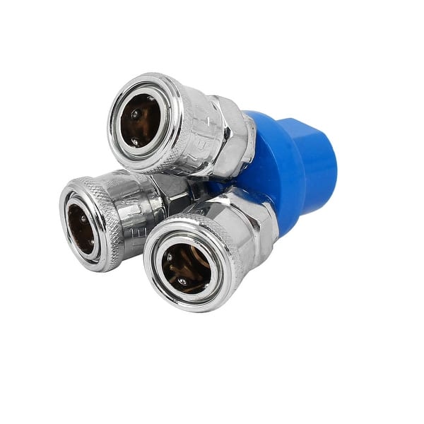 3 Way Quick Coupling Air Pneumatic Hose Coupler Joint Fitting - Blue ...