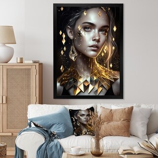 Designart "Radiating Golden Woman Iv" Modern Woman Framed Canvas Prints ...