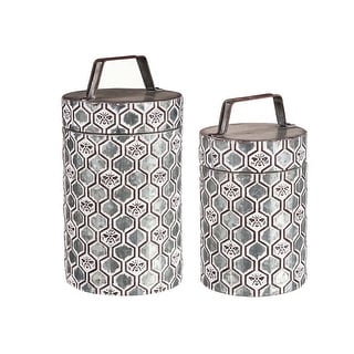 Embossed Metal Storage Containers, Outdoor Safe, Nested Set of 2 - Bed ...