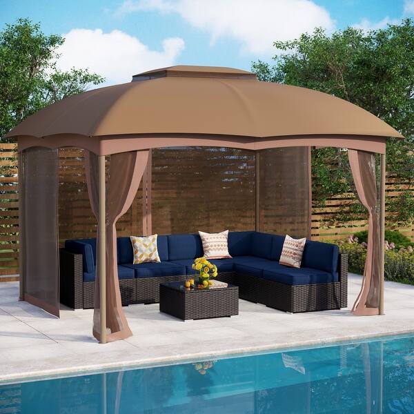 12ft x 10ft Pop Up Double-vented Gazebo with Mosquito Mesh Netting ...
