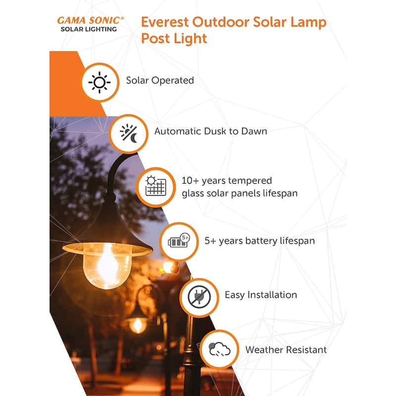 Everest Black Modern Solar LED Post Light w/ 3' Fitter (Head Only ...