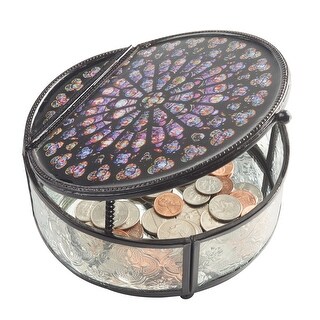 ART & ARTIFACT Notre Dame Rose Window Trinket Box - Pressed Glass Jewe ...