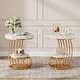 2 Tiers Round End Table with Shelf Storage, Arc-Shaped Side Sofa Table ...