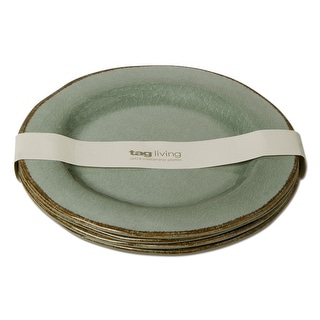 11 in. Veranda Cracked Glazed Solid Melamine Plastic Dinnerware Plates ...