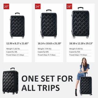 Lightweight Expandable Suitcase Travel Luggage Storage Trunks, Black ...