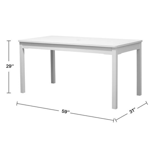 6 Person White Rectangular Dining Table Outdoor Patio Farmhouse Wood Dining Table UV Radiation ...