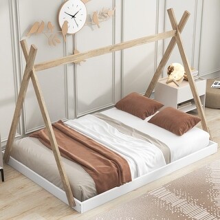 Full Size Tent Bed Frame For Kids,Full Size House Platform Bed,White ...