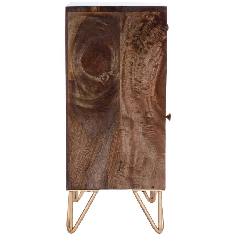 Butler Alda Wood & Brass Metal Inlay Chairside Chest - Overstock - 32679661