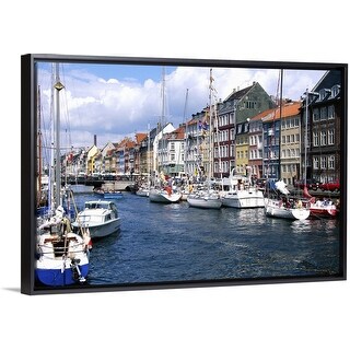 "Boats in Copenhagen, Denmark" Black Float Frame Canvas Art - Bed Bath ...