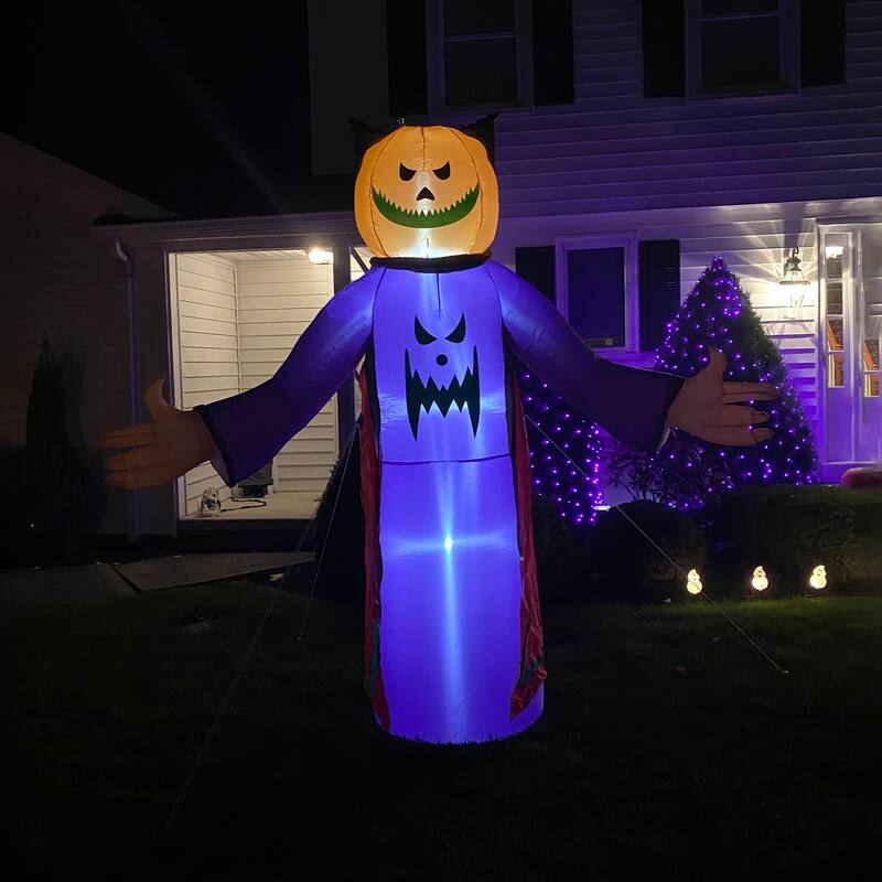 8' Lighted Jack-O-Lantern Grim Reaper Inflatable Outdoor Halloween ...