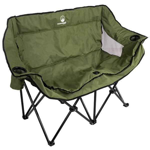 Double Camping Chair - Foldable Portable Couch with 2 Cupholders and ...