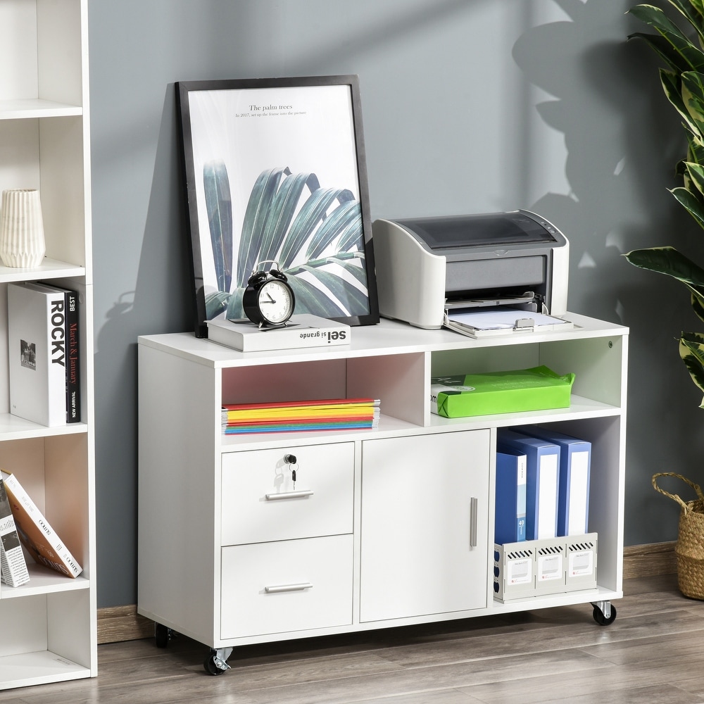 File Cabinet with 2 Drawer, Modern Filing Cabinet Printer Stand with ...