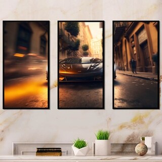 Designart "Futuristic Black Bugatti Sports Car Racing V" Cars Race Car ...