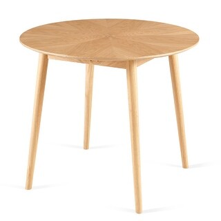 Mid-Century Modern MDF Round Nature Wood Veneer Round Dining Table for ...