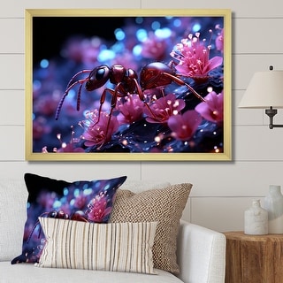 Designart "Celestial Antics Cosmic Purple Ant" Animals Ant Framed Wall ...