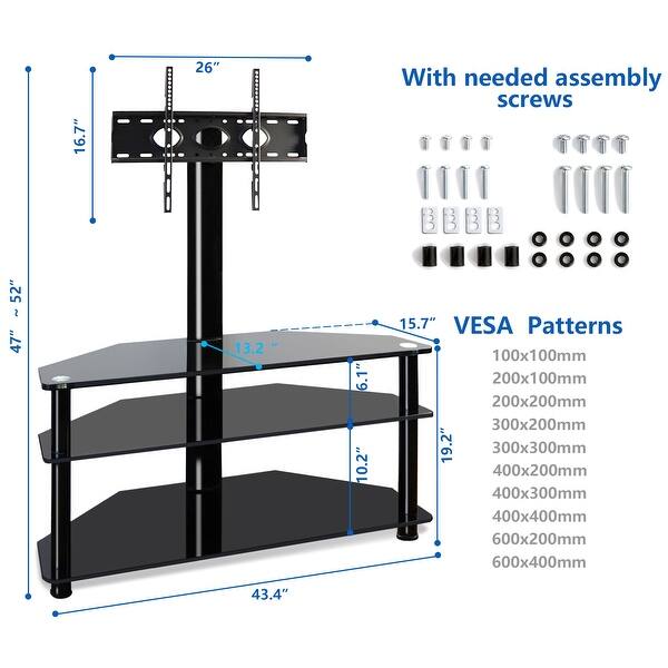 Modern Black Glass Television Stand with Swivel Mount for TVs up to 70 ...