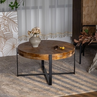 Round Coffee Table Drawing Technology Splicing Natural Display Table ...