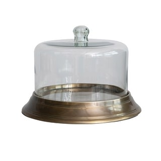 Glass Cloche with Aluminum Base - 12.0"L x 12.0"W x 7.5"H - Bed Bath ...