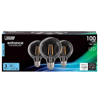 Feit G25 E26 (Medium) Filament LED Bulb Daylight 100 Watt Equivalence 3 ...