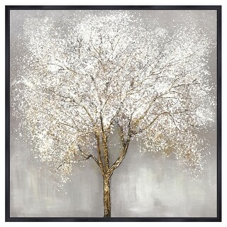 32x32 Handpainted Tree Canvas, White 32.0"H - Bed Bath & Beyond - 35354541
