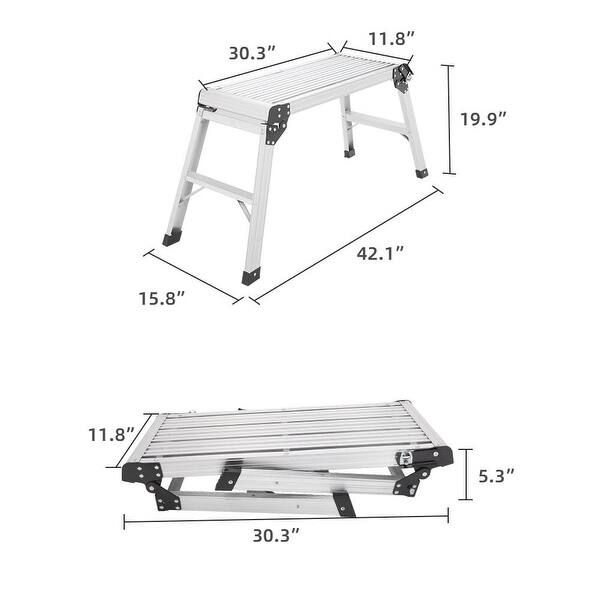 Step Ladder Aluminum Work Platform Ladder Drywall Bench Heavy Duty Portable Work Platform Extra ...