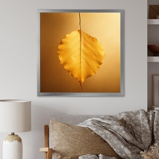 Designart "Light Yellow Leafy Zen" Leaves Framed Wall Art Living Room ...