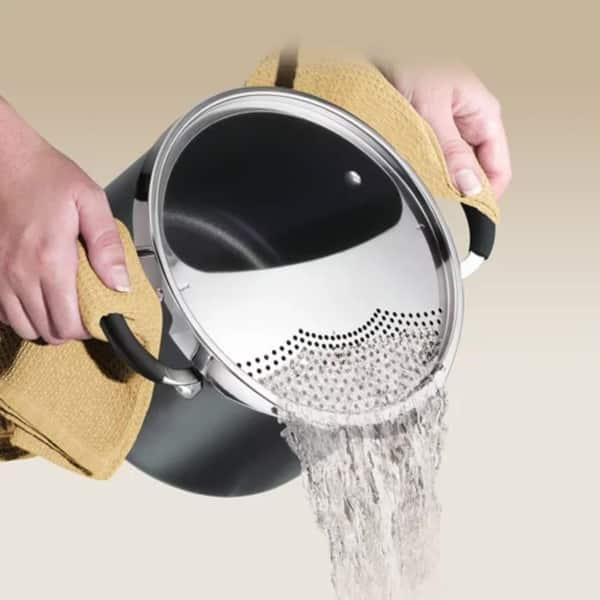 6 Quart Lock and Drain Charcoal Gray Pasta Pot - Bed Bath & Beyond ...