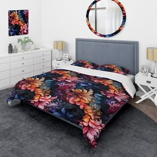 Designart "Enchanted Noir Moody Patterns II" Cottage Bed Cover Set With ...