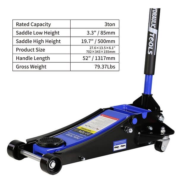 3t Ultra Low Hydraulic Floor Jack with Dual Pistons Quick Lift Pump ...