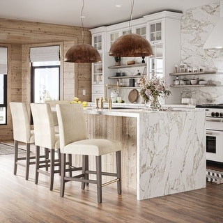 Art Leon Traditional Upholstered Counter Height Barstool - Bed Bath ...