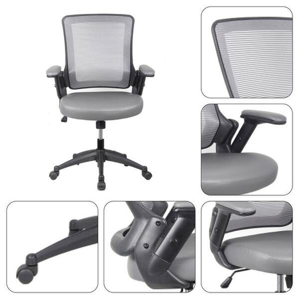 Height adjustable task chair Gray chair mesh Polyurethane office chair ...