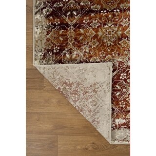 8' Round Rust Ivory Distressed Diamonds Area Rug - 3'6" - Bed Bath ...