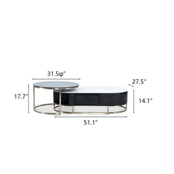 Modern Tempered Glass Top Cocktail Table Set Coffee Table - Bed Bath ...