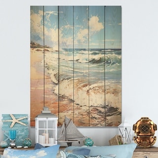 DESIGN ART "Beach Coastal Nostalgia I" Coastal Beach Wood Wall Art ...
