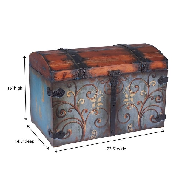 Household Essentials Decorative Trunk with Metal Accents and Lid with ...